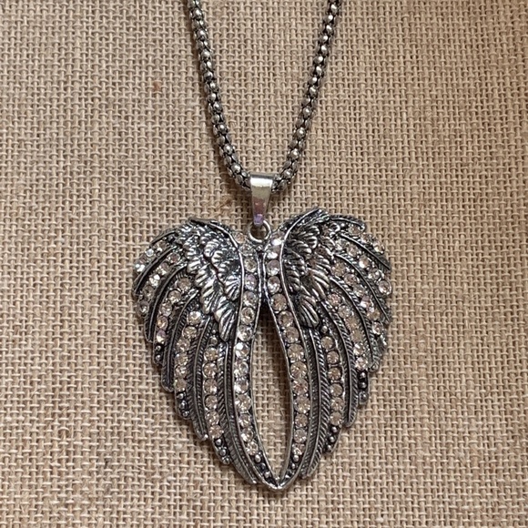 Mistollie | Jewelry | Angel Wings Hug Silver Tone Crystal Angel Wing ...